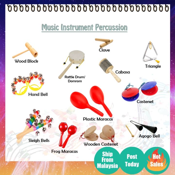Percussion Educational Learning Toys Alat-alat Muzik Kayu Tik Tok ...
