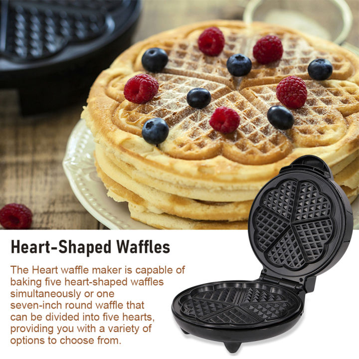 gongaw 1000W Waffle Maker 5 Heart-Shaped Waffles Electric Waffler ...