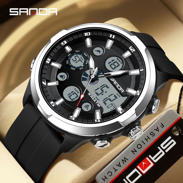 Sanda New Electronic Men Fashion and Leisure Watch Waterproof Night ...
