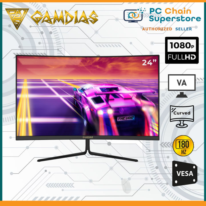 Gamdias HD24CIC Curved Gaming Monitor - 24" Full HD VA / 180hz / 1ms ...