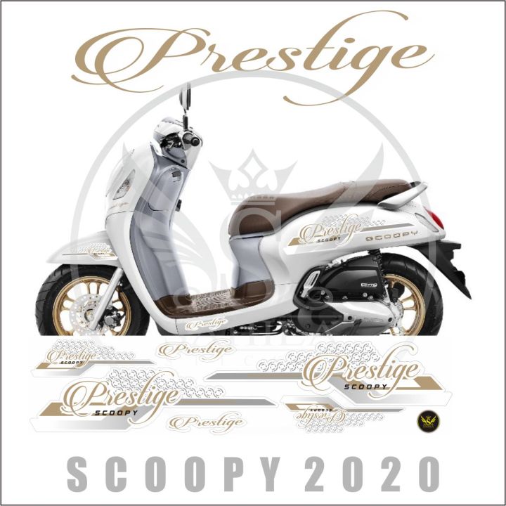 STICKER MOTOR SCOOPY PRESTIGE 2020 VARIASI PUTIH LIS GOLD | Lazada ...