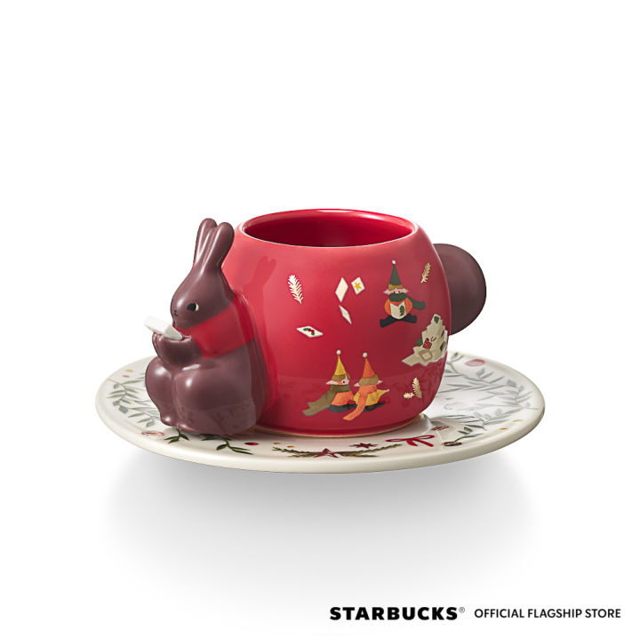 Starbucks 3oz Mug Rabbit Holiday with Wreath Saucer BlissfulHomecoming ...