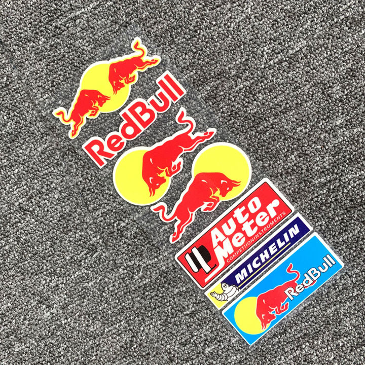1 Set of Motorcycle Red Bull Reflective Stickers for Scooter Helmet ...