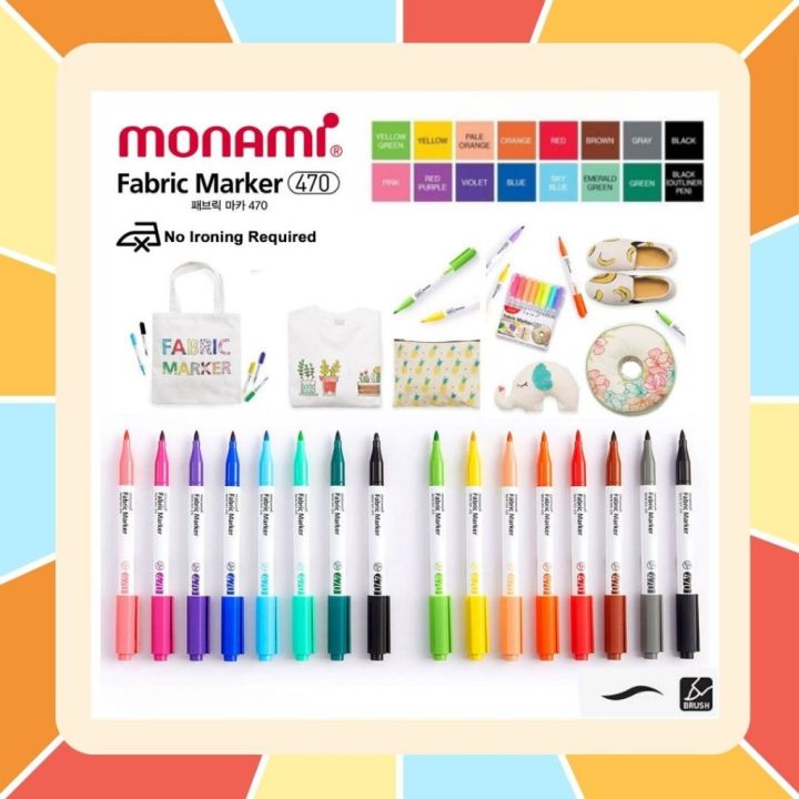 Monami Fabric Marker ปากกาเพ้นท์ผ้า 22 สี ปากกาเขียนผ้า ชนิดติดถาวร ซัก ...