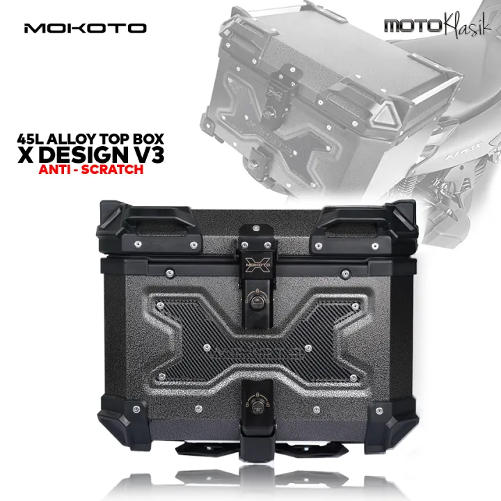 MOKOTO ALUMINUM TOP BOX V3 W/ X-DESIGN EMBOSSED LOGO 45L / HEAVY-DUTY ...