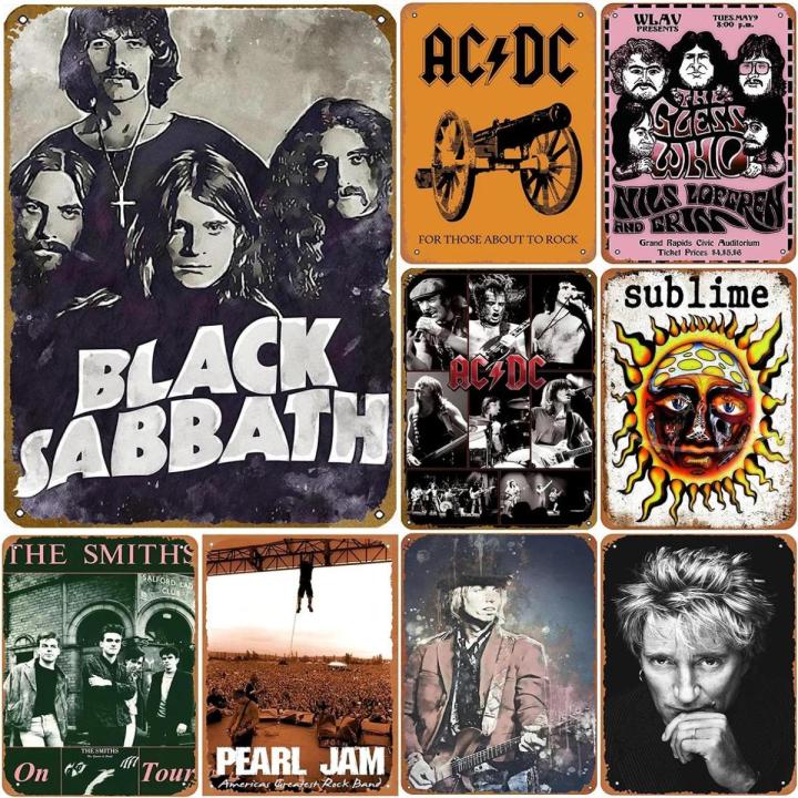 Retro Rock Band Tin Signs - Vintage Metal Wall Art for Bar, Game Room ...