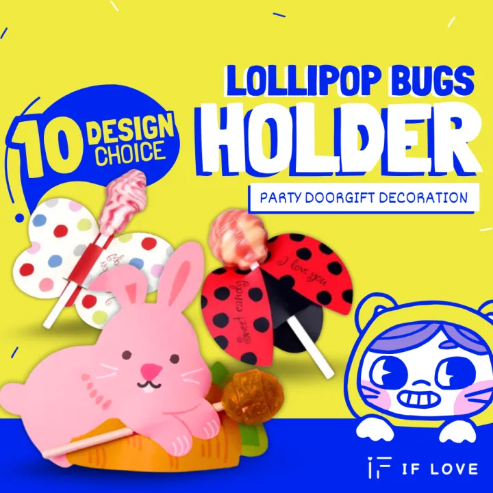50pcs Lollipop Bugs Holder (Bee / Butterfly / Ladybird) Packaging Party ...