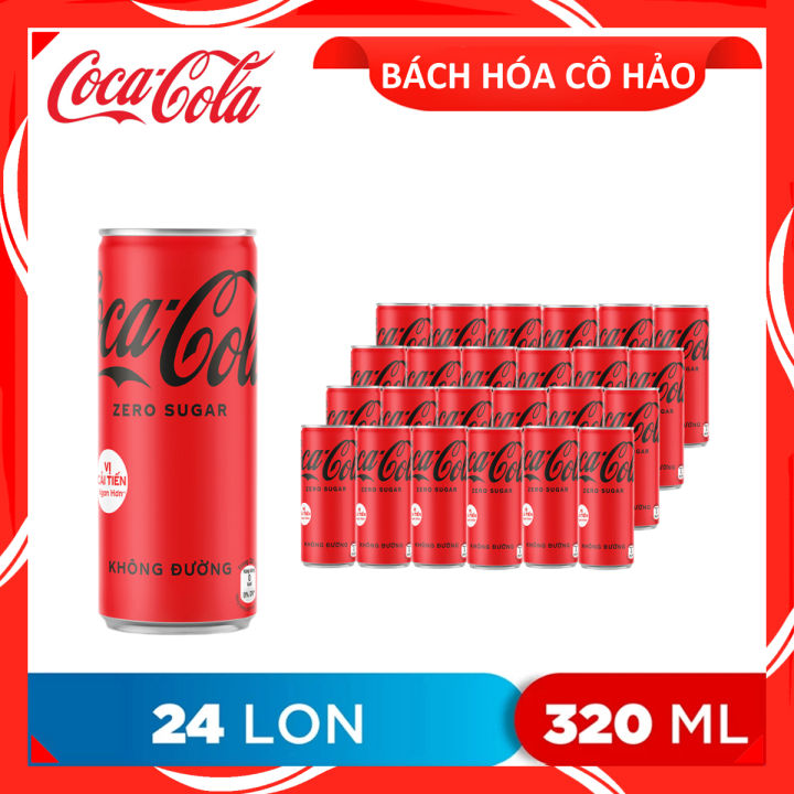 THÙNG 24 LON NƯỚC GIẢI KHÁT KHÔNG ĐƯỜNG ZERO SUGAR COCA COLA 320ML ...