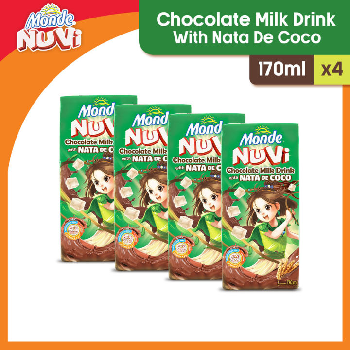 Monde Nuvi Chocolate Milk Drink with Nata de Coco 170ml X 4 | Lazada PH