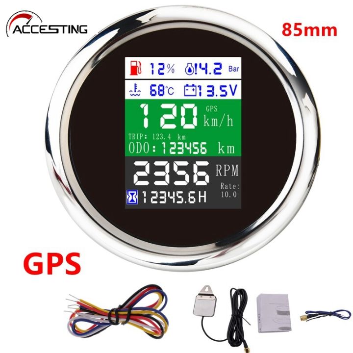 6 IN 1 Digital G-P-S Speedometer Odometer Tacho Meter Water Temperature ...