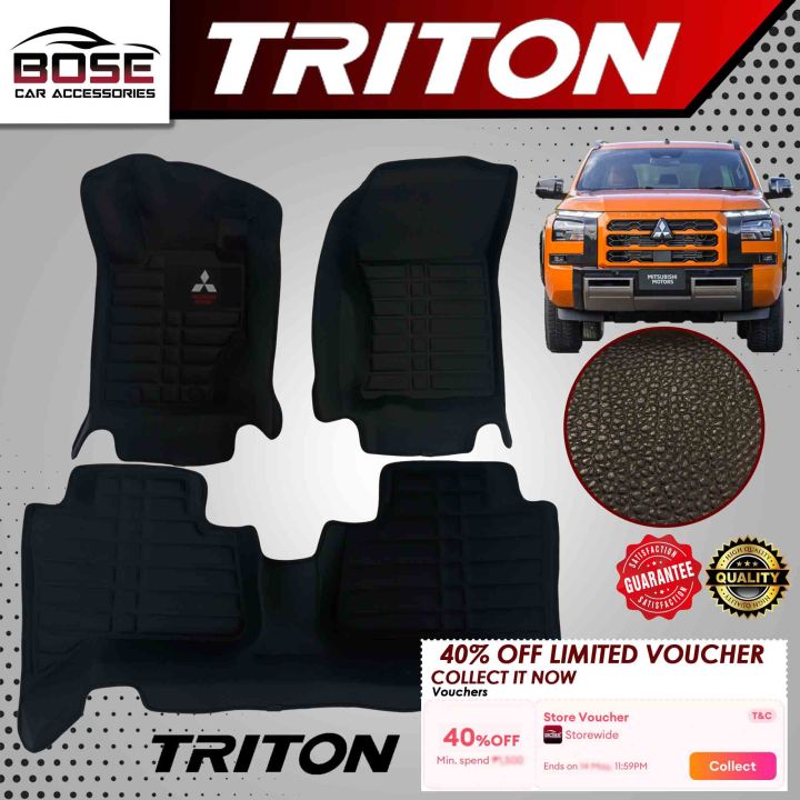5D Black / Diamond Deep Dish Matting for Mitsubishi Triton 2024 2025 ...