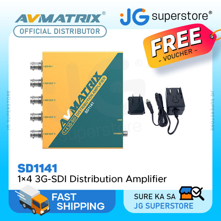 AVMatrix SD1141 1×4 SDI Reclocking Distribution Amplifier with 3G/HD/SD ...