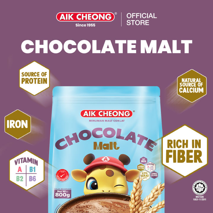 [New Launch] AIK CHEONG Chocolate Malt Powder 800g | Lazada