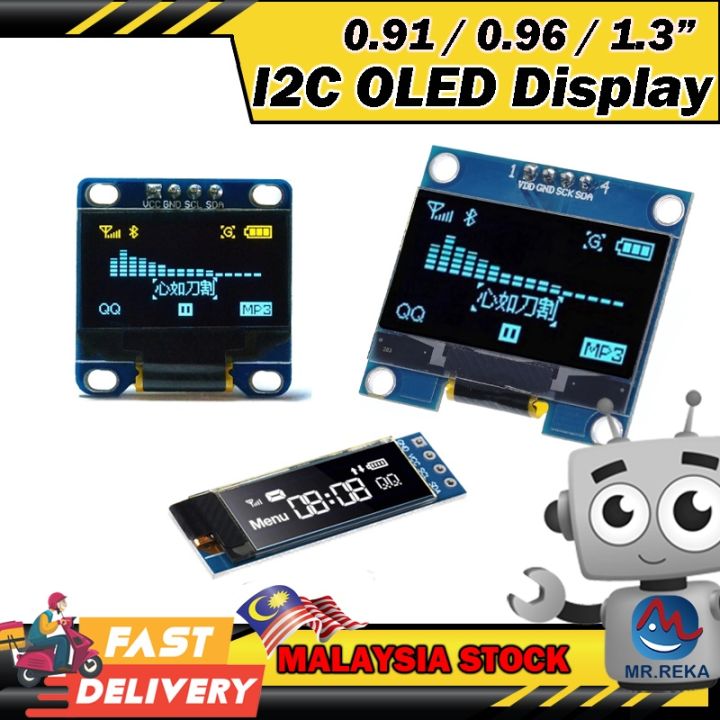 ⚡️ I2C OLED LCD Display Module 0.91" / 0.96" / 1.3" in White or Blue ...