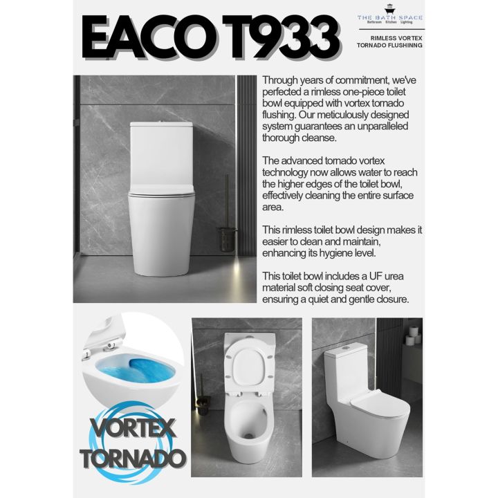 EACO T933 Tornado Flush Water Closet | Tornado Toilet Bowl | Lazada Singapore