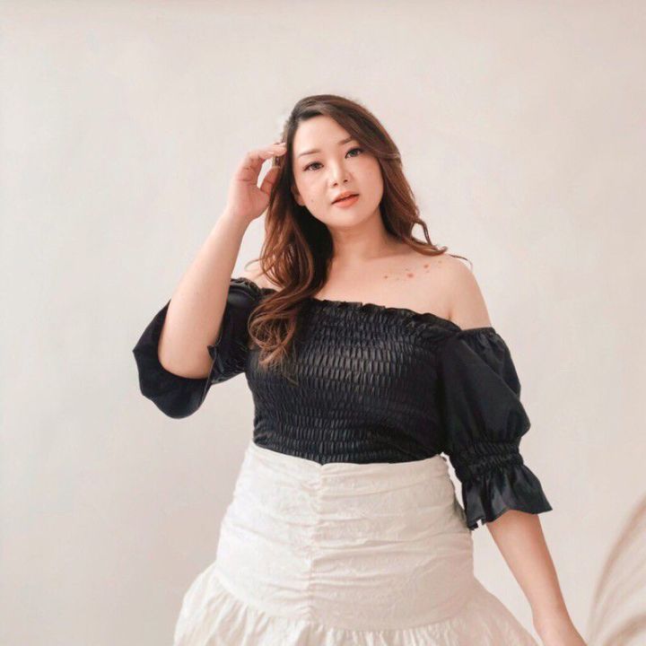 Riries blouse/baju sabrina kerut lengan 3/4/atasan wanita viral 2024 | Lazada Indonesia