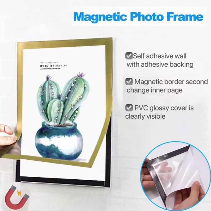 A4/A3 Magnetic Sign Holder Wall Mount Self-Adhesive Picture Poster ...