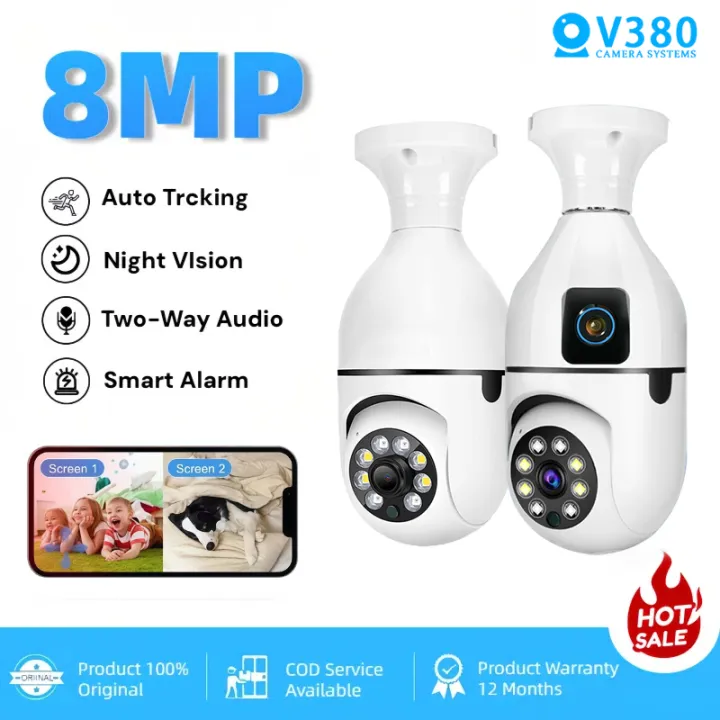 V380 Pro CCTV Dual Lens Outdoor CCTV HD 8MP Wifi Jarak Jauh Auto ...
