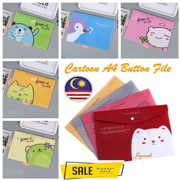 【Joymall】Cartoon A4 File Folder Button File Organizer Document Bag ...