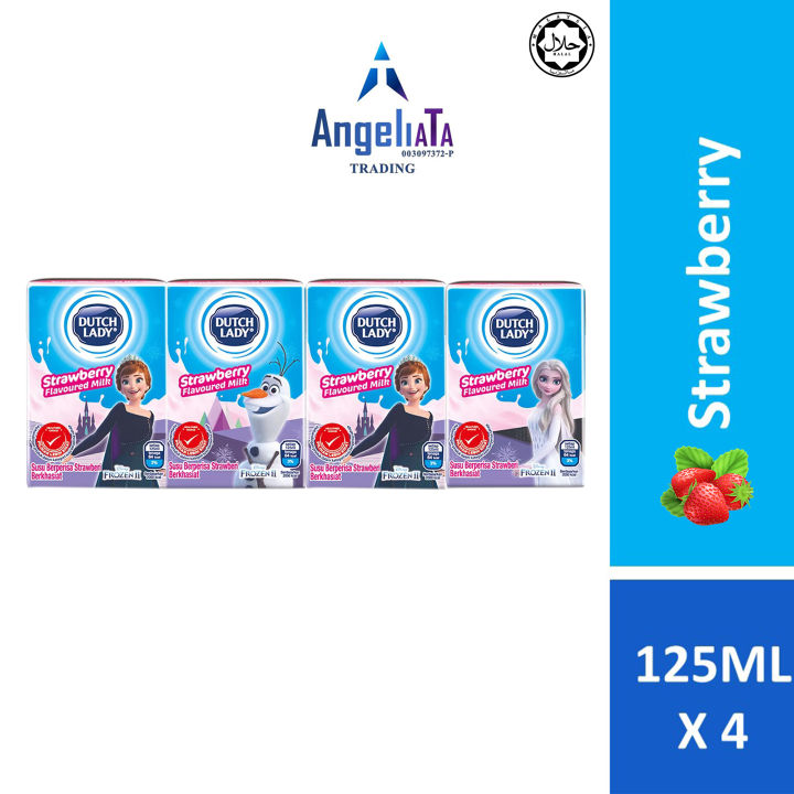 🥛🍓Dutch Lady Milky Disney Frozen Strawberry Flavor 125ml x 4s UHT Dairy ...