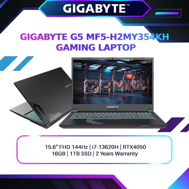 GIGABYTE Laptop G5 MF5 AI GAMING H2MY354KH (i7-13620H/16GB DDR5/1TB SSD/ NVIDIA RTX4050 6GB/15.6 ...