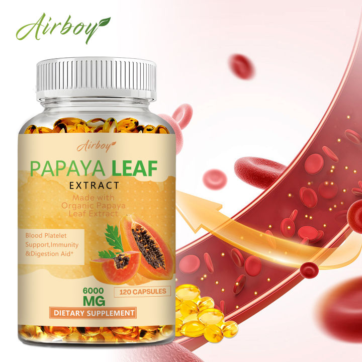 Airboy Papaya Leaf Extract Capsules - Blood Platelet, Bone Marrow ...