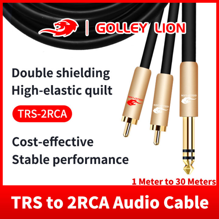 GOLLEY LION Hi-fi Audio Cable Stereo 6.35mm to 2 RCA Sound box Mixer ...