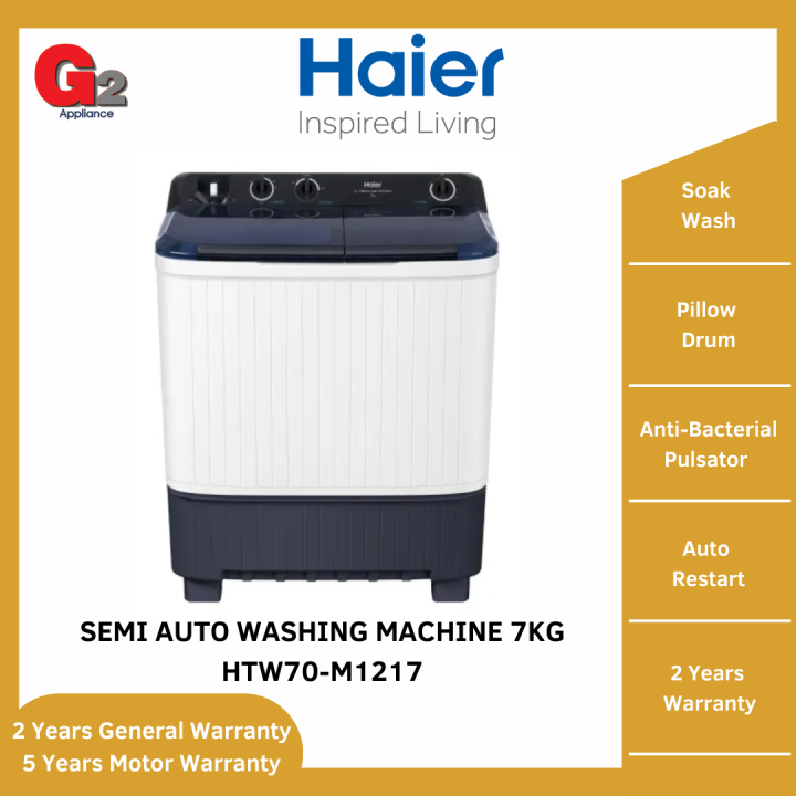 Haier (READY STOCK ) Semi Auto Washing Machine 7KG Twin Tub HTW70-M1217 ...