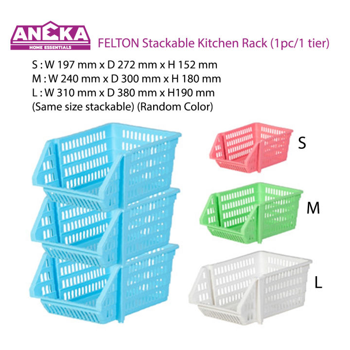 FELTON 1pc/1tier Stackable Kitchen Rack - Multipurpose Shelf Storage ...
