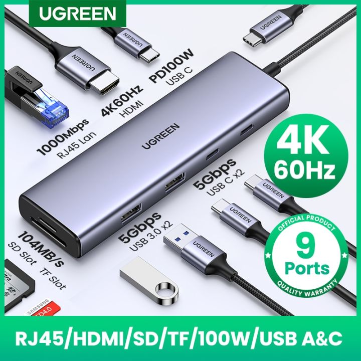 UGREEN USB C HUB 4K 60Hz Type C To HDMI 2.0 RJ45 PD 100W Adapter For Macbook Air Pro Ipad Pro M2 ...