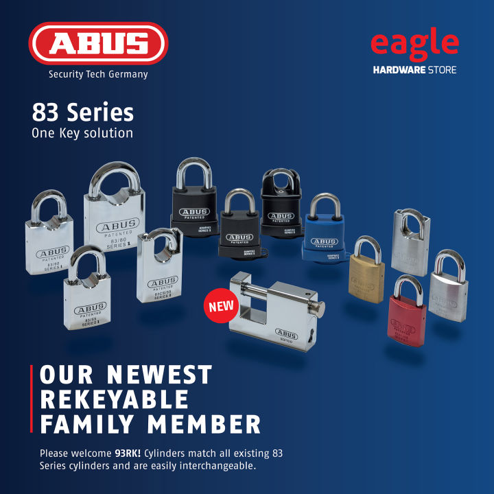 Abus 83/55, 83CS/55, 83/80, 93RK/100 #37 ROCK Hardened Steel Padlock ...