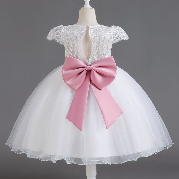 《fried chicken》Elegant Girl Lace Flower Dress Kid White 1st Communion ...
