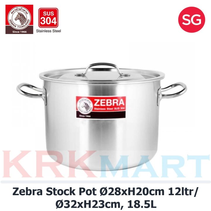 Zebra Stainless Steel Stock Pot Ø28xh20cm, 12L / Ø32xH23cm, 18.5L ...