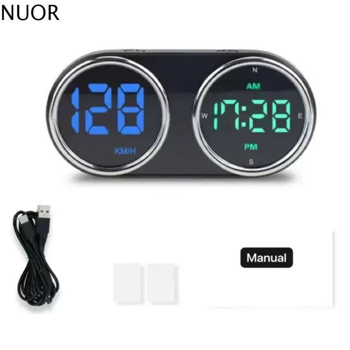 NUOR การสลับ7สี เครื่องวัดความเร็วดิจิทัล GPS สำหรับรถยนต์ 2in1 นาฬิกา ...