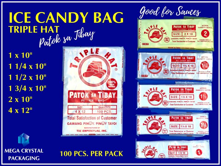[ 100 Pcs. ] Ice Candy Bag Triple Hat Patok sa Tibay | Clear Plastic 1 ...