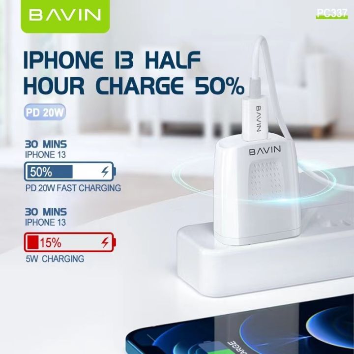 COD BAVIN PC337 PD 20W Adapter Fast Charger PD Type-C Port Phone Charger Adapter | Lazada PH
