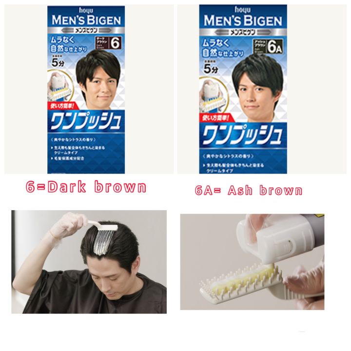 Hoyu Men's Bigen One Push Hair color to cover gray ครีมเปลี่ยนสีผม ...