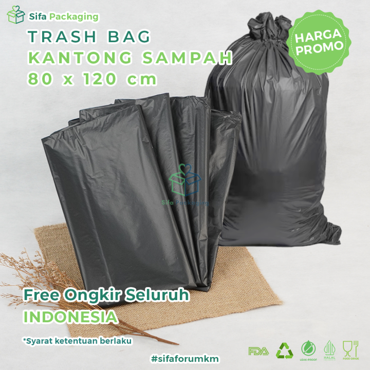 1 PACK Kantong Plastik Sampah Hitam Besar Packing Trash Bag Ukuran 80 x 120 cm | Lazada Indonesia