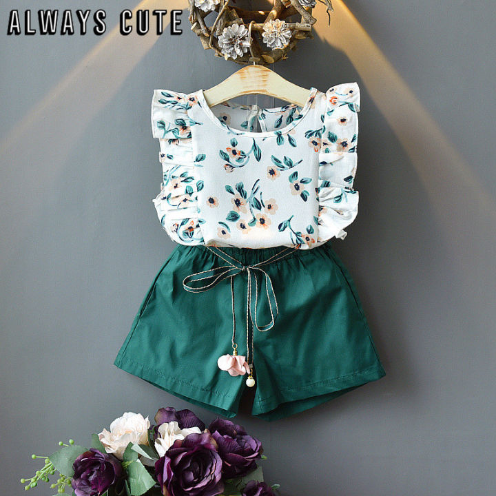 Damit ng mga bata summer Korean version girls suit lace sleeveless top ...