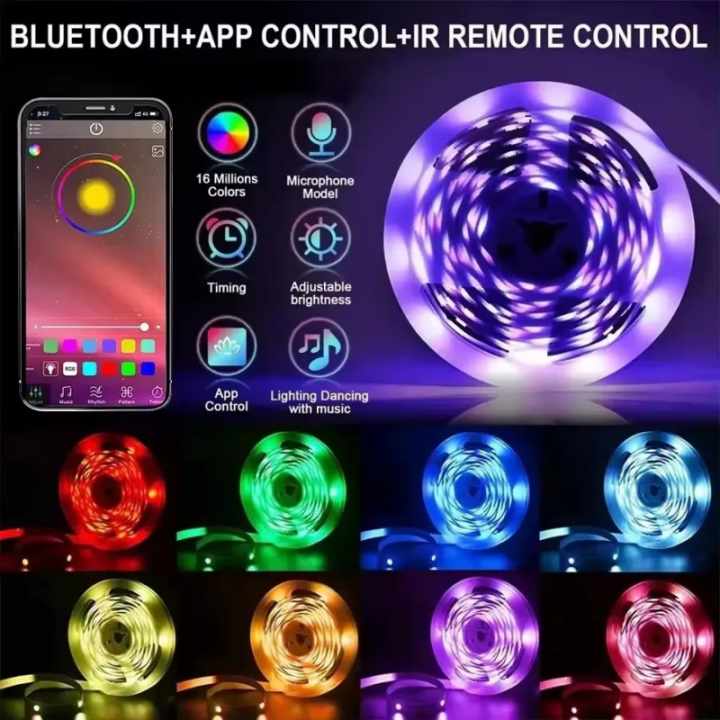 【โคมไฟ】 Bluetooth USB LED Strip Light 5V USB RGB Lights Flexible LED ...