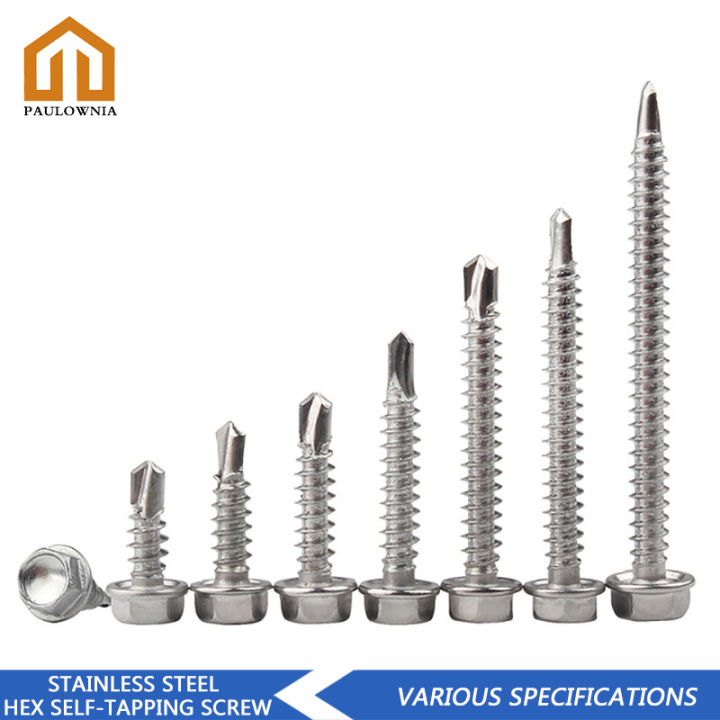 M4.2 M4.8 M5.5 304 Stainless Steel Hexagon Head Tapping Bolts External Hex Flange Drilling Tail ...