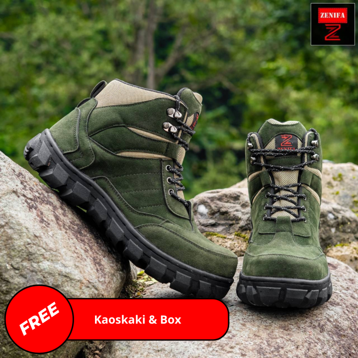 Sepatu Safety Zenifa Tactical Oregon Series Full Suede Ujung Besi ...
