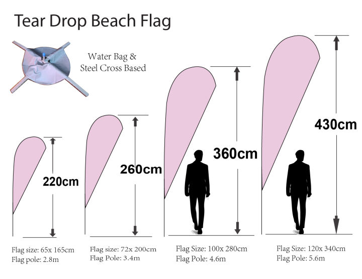 (READY STOCK) Beach flag printing with stand tear drop beach flag ...
