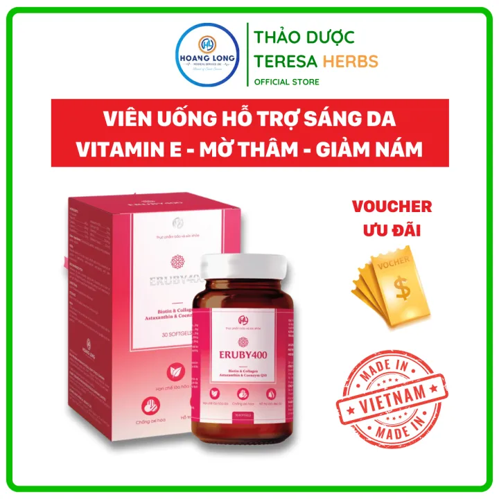 Vitamin E Đỏ ERUBY 400 Ngăn Lão Hóa Da Sáng Da (Lọ 30 viên) | Lazada.vn