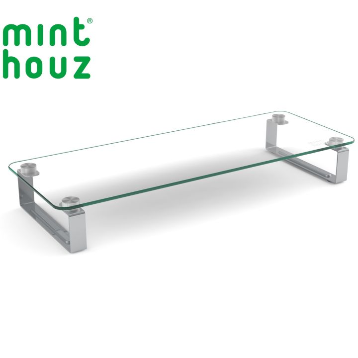 Minthouz Monitor Stand Riser, Clear Tempered Glass Ergonomic Desktop ...