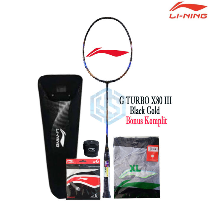Raket Badminton Lining Turbo X80 III Bonus Komplit Raket Lining Turbo X ...
