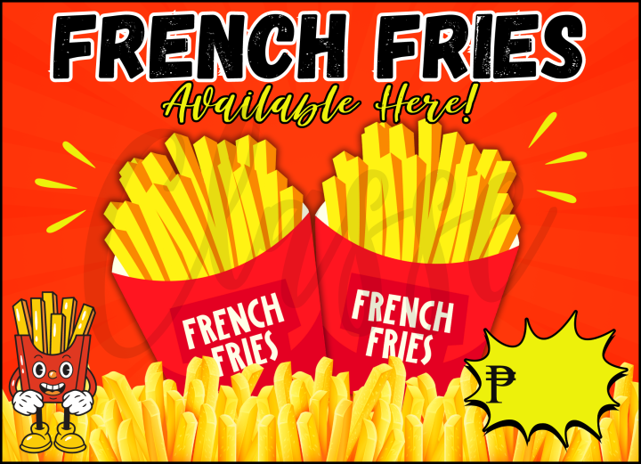 LAMINATED SIGNAGE FRENCH FRIES AVAILABLE A4 SIZE 180GSM PAPER HIGH ...