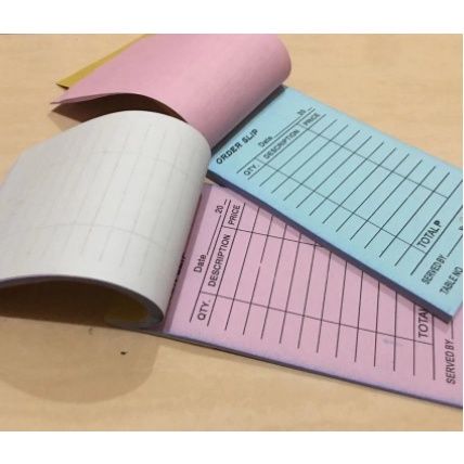 Restaurant ORDER SLIP Receipt Slim Triplicate and duplicate carbonized ...