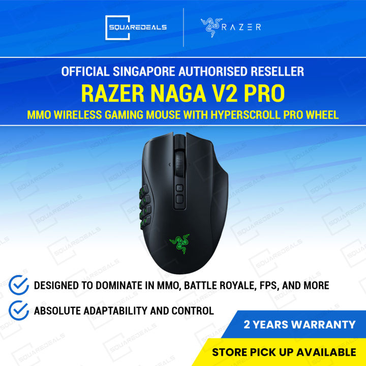 Razer Naga V2 Pro MMO Wireless Gaming Mouse with HyperScroll Pro Wheel ...
