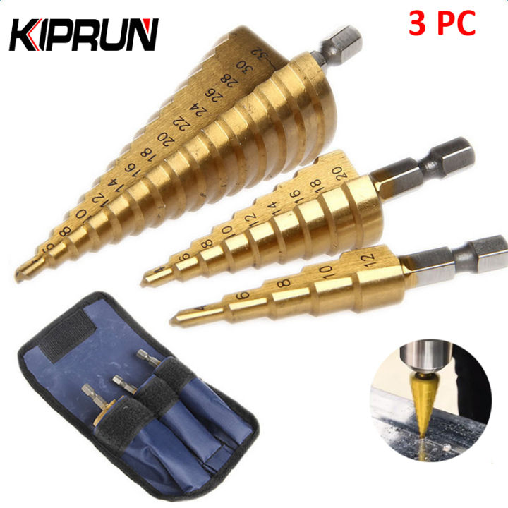 [Ready Stock] KIPRUN 3 pcs HSS Titanium Coated Step Universal Drill Bit ...